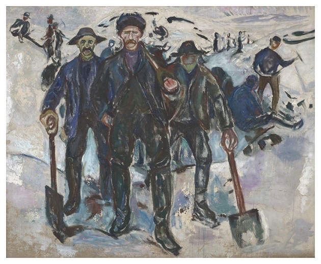 Edvard Munch - Arbeidere i Sne | ArtAttack.no - Din digitale kunstbutikk!